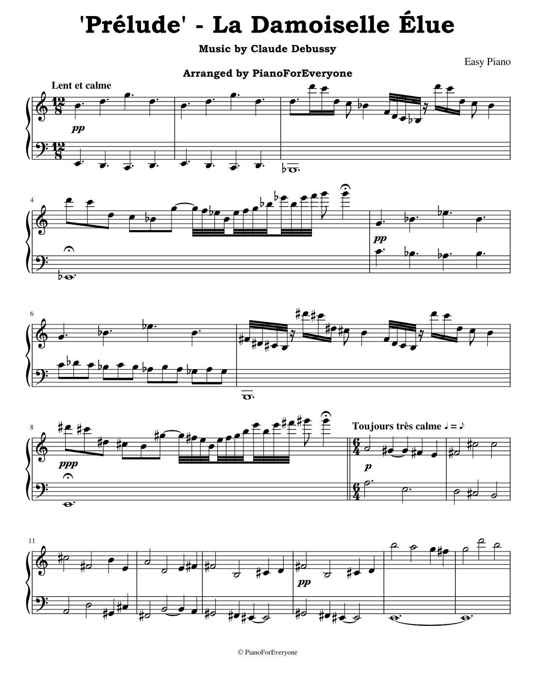 'Prélude' from La Damoiselle Élue - Debussy (Easy Piano) (arr ...