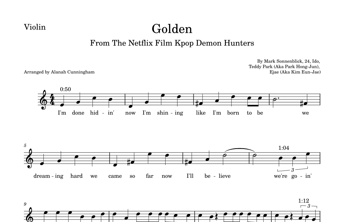 Golden (arr. Alanah Cunningham) by Huntr/X (Ejae, Audrey Nuna And Rei ...