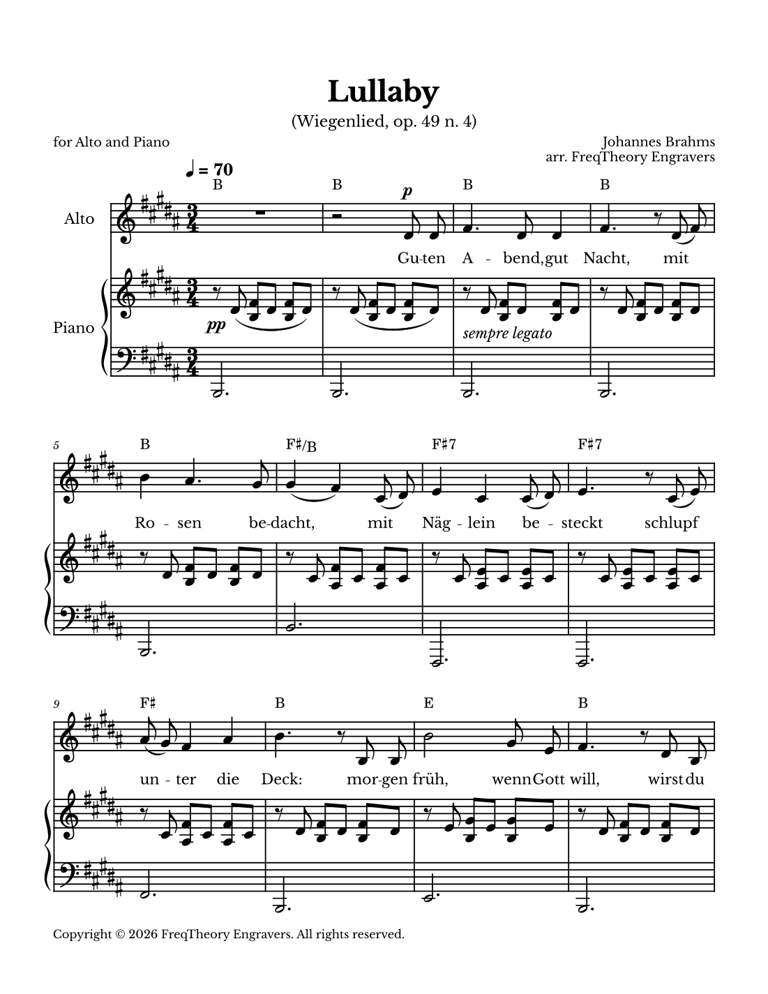 Lullaby - for Alto Voice and Piano (arr. FreqTheory Engravers) by ...