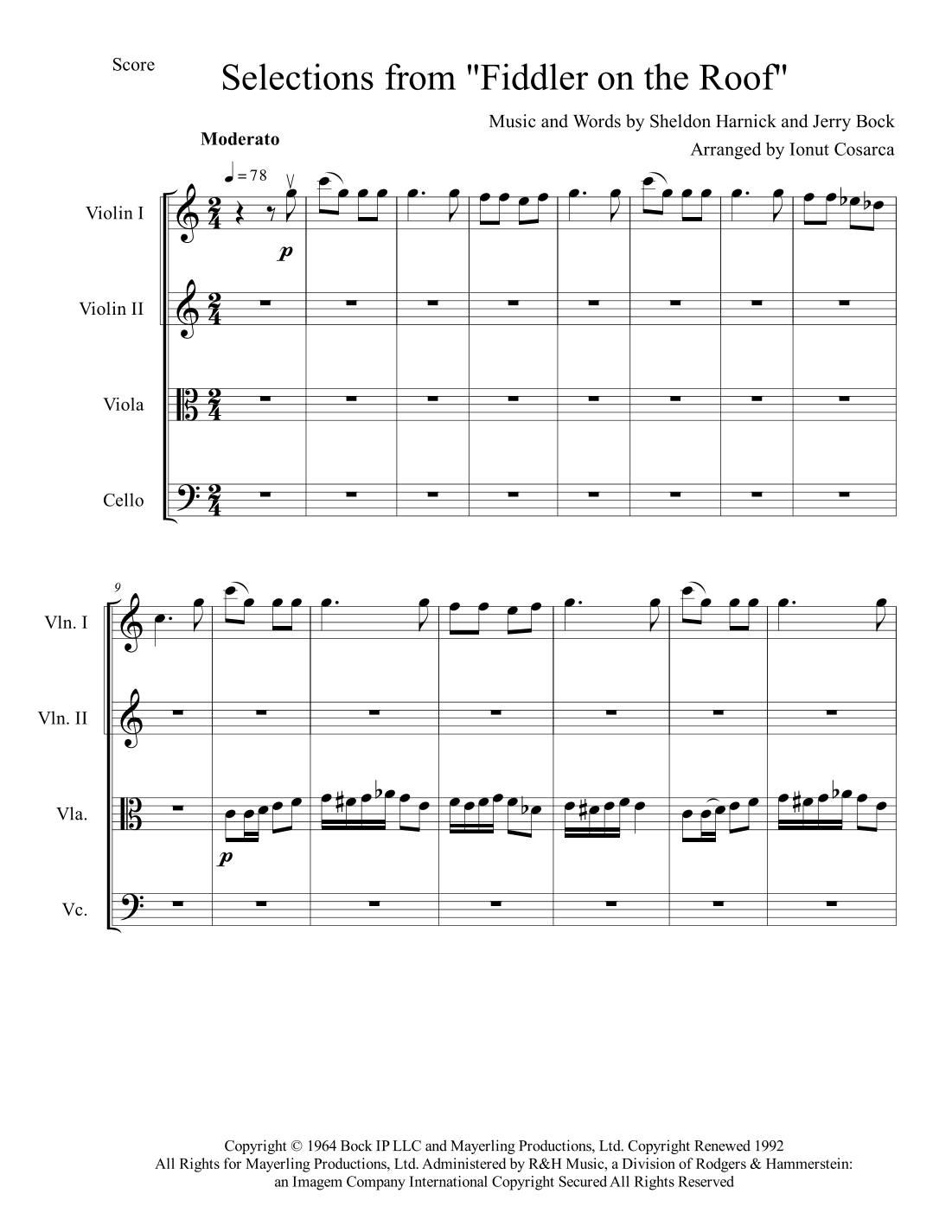 Fiddler On The Roof (arr. Ionut Cosarca) by Jerry Bock Sheet Music for ...