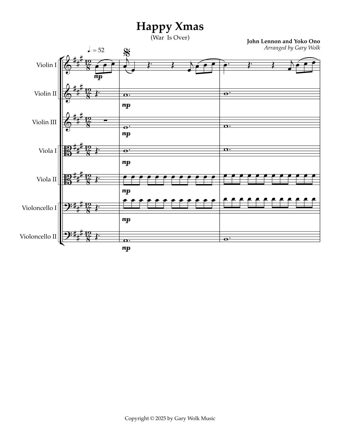 Happy Xmas (War Is Over) (arr. Gary Wolk) by John & Yoko Ono W/harlem ...