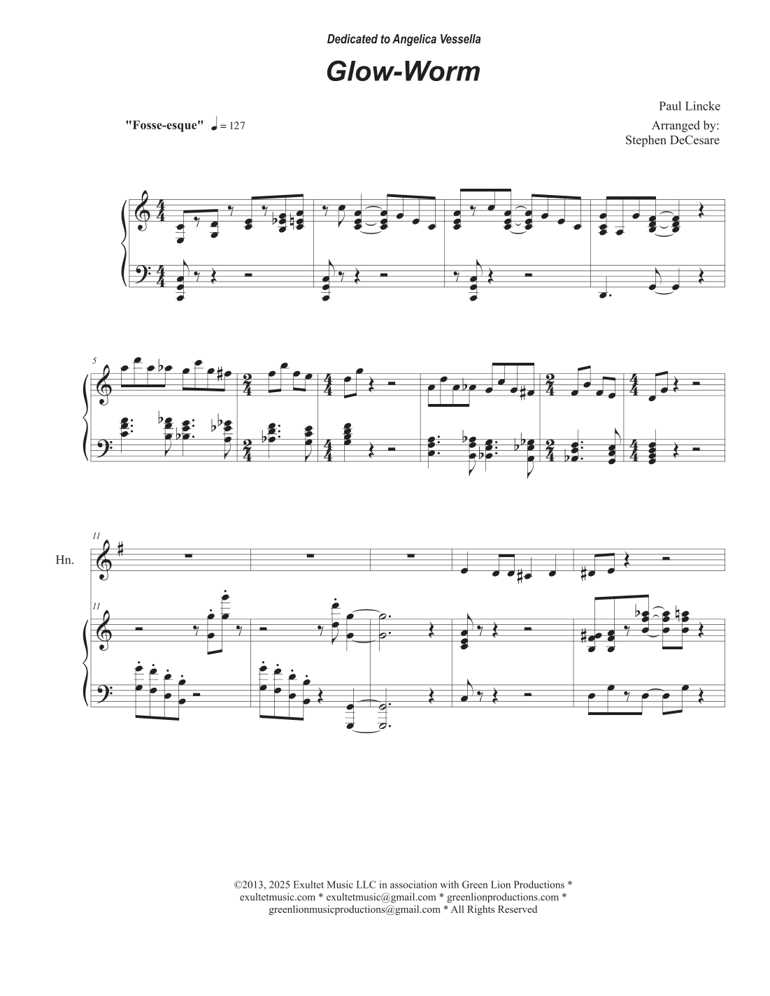 Glow Worm (French Horn solo and Piano) (arr. Stephen DeCesare) by ...