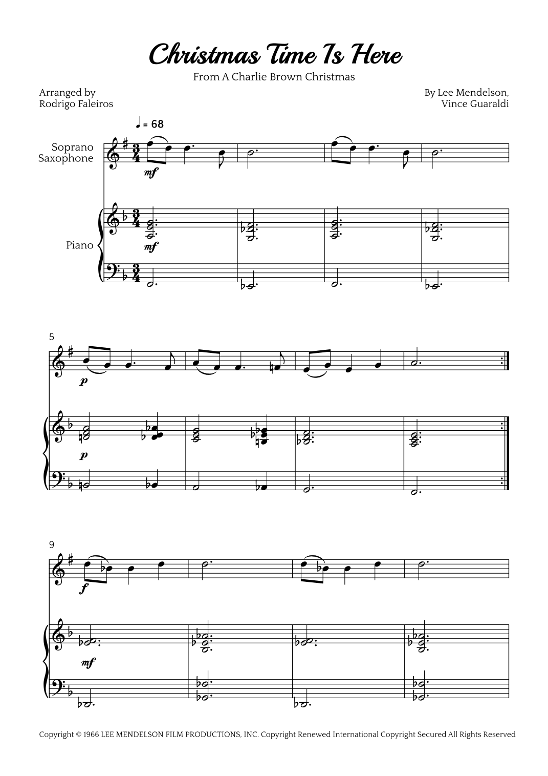 Christmas Time Is Here (arr. Rodrigo Faleiros) by Vince Guaraldi Sheet ...