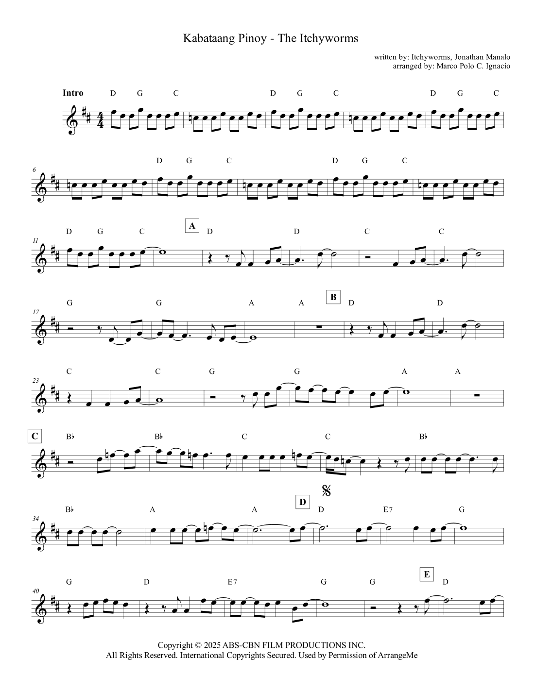 Kabataang Pinoy (arr. Marco Polo Ignacio) by Jonathan Manalo Sheet ...
