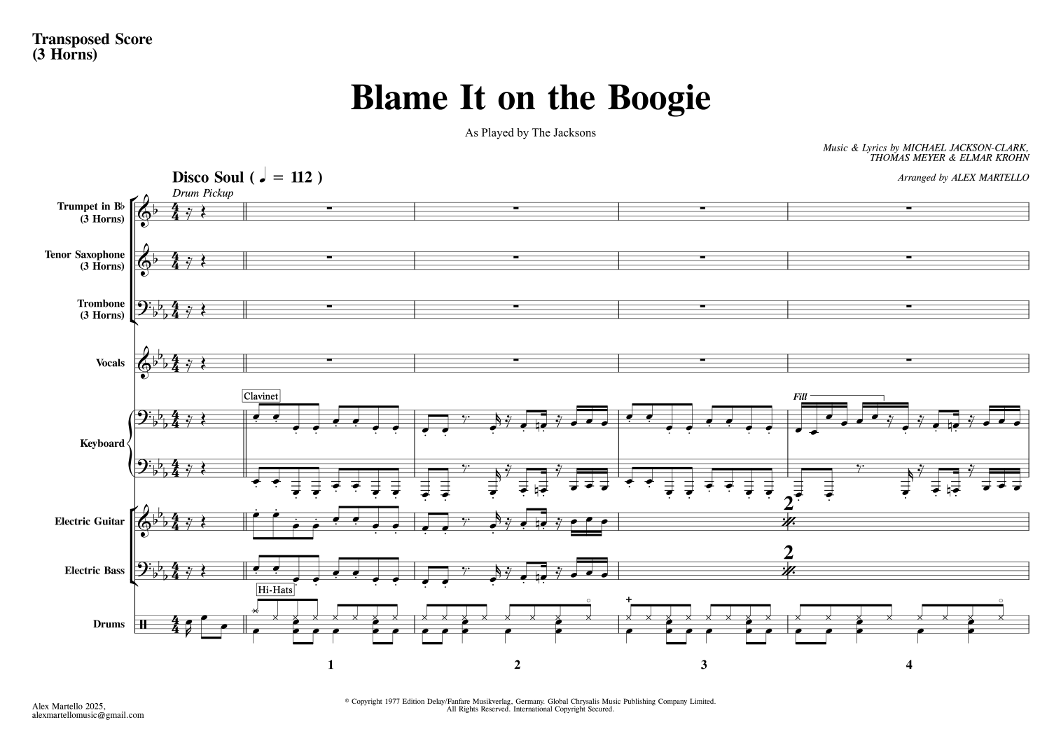 Blame It On The Boogie (arr. Alex Martello) by Jacksons Sheet Music for ...