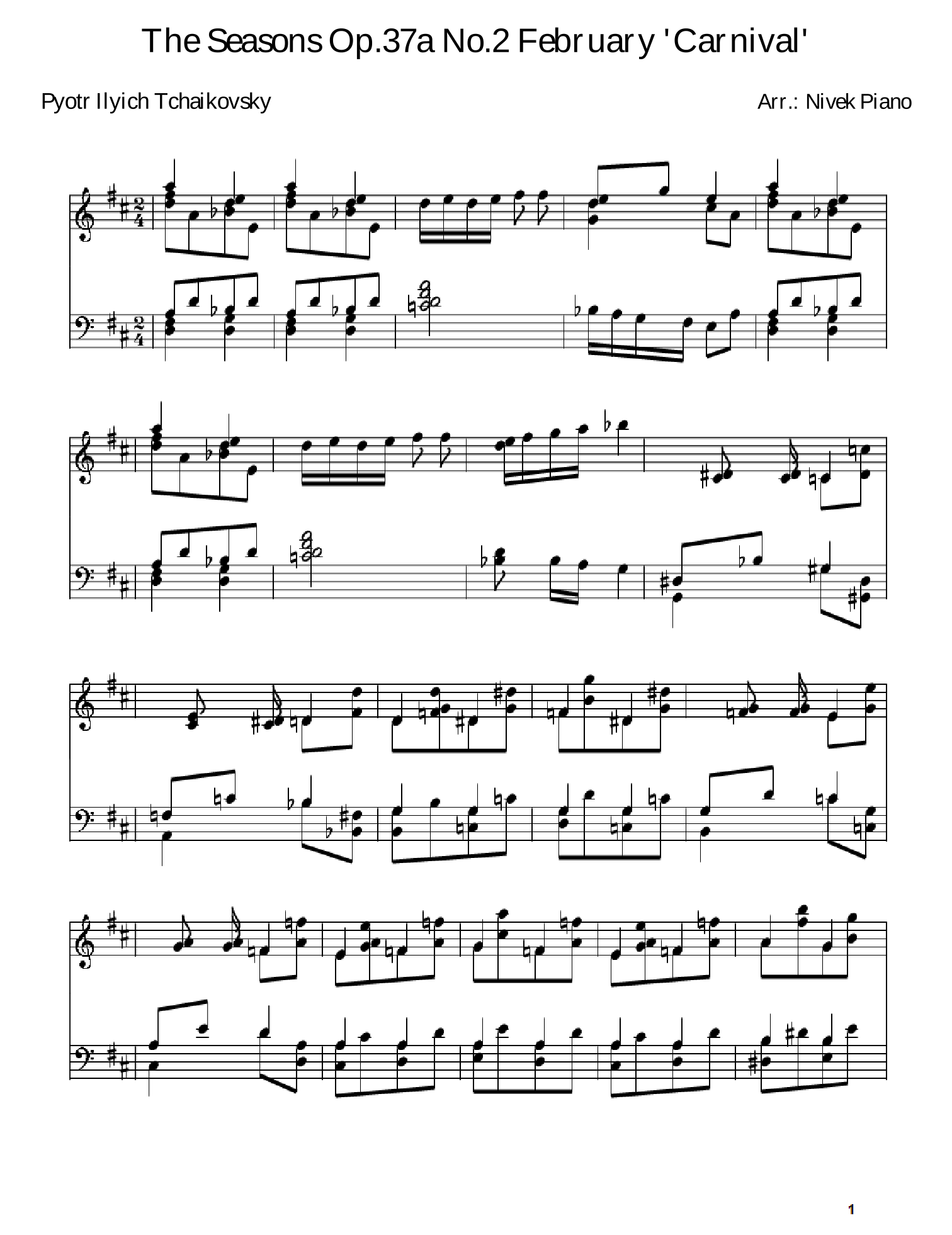 The Seasons Op.37a No.2 February 'Carnival' - Pyotr Ilyich Tchaikovsky ...