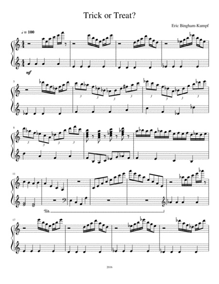 Trick or Treat? by Eric Bingham-Kumpf Sheet Music for Piano Solo at ...