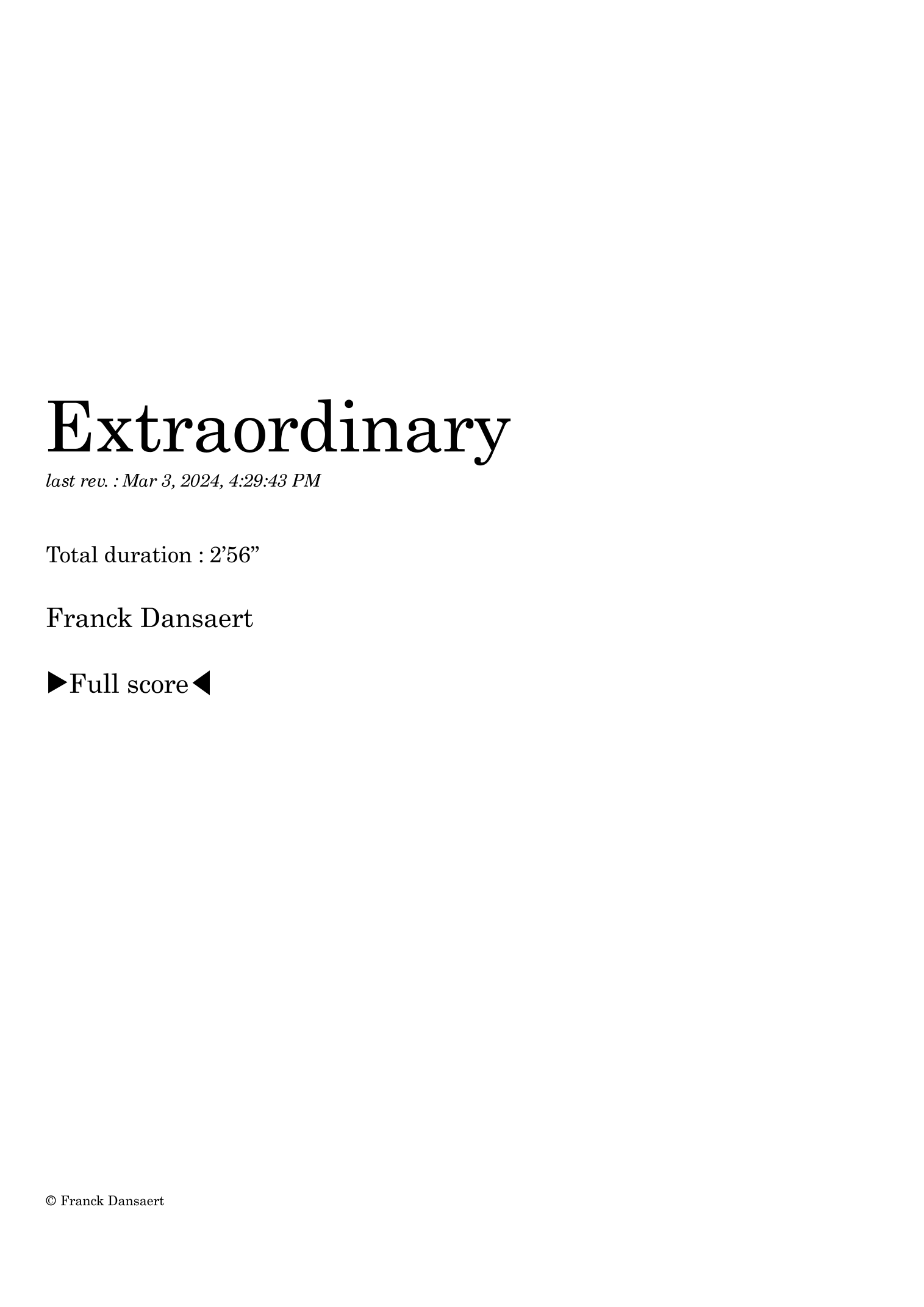Extraordinary - Score Only by Franck Dansaert Sheet Music for Full ...