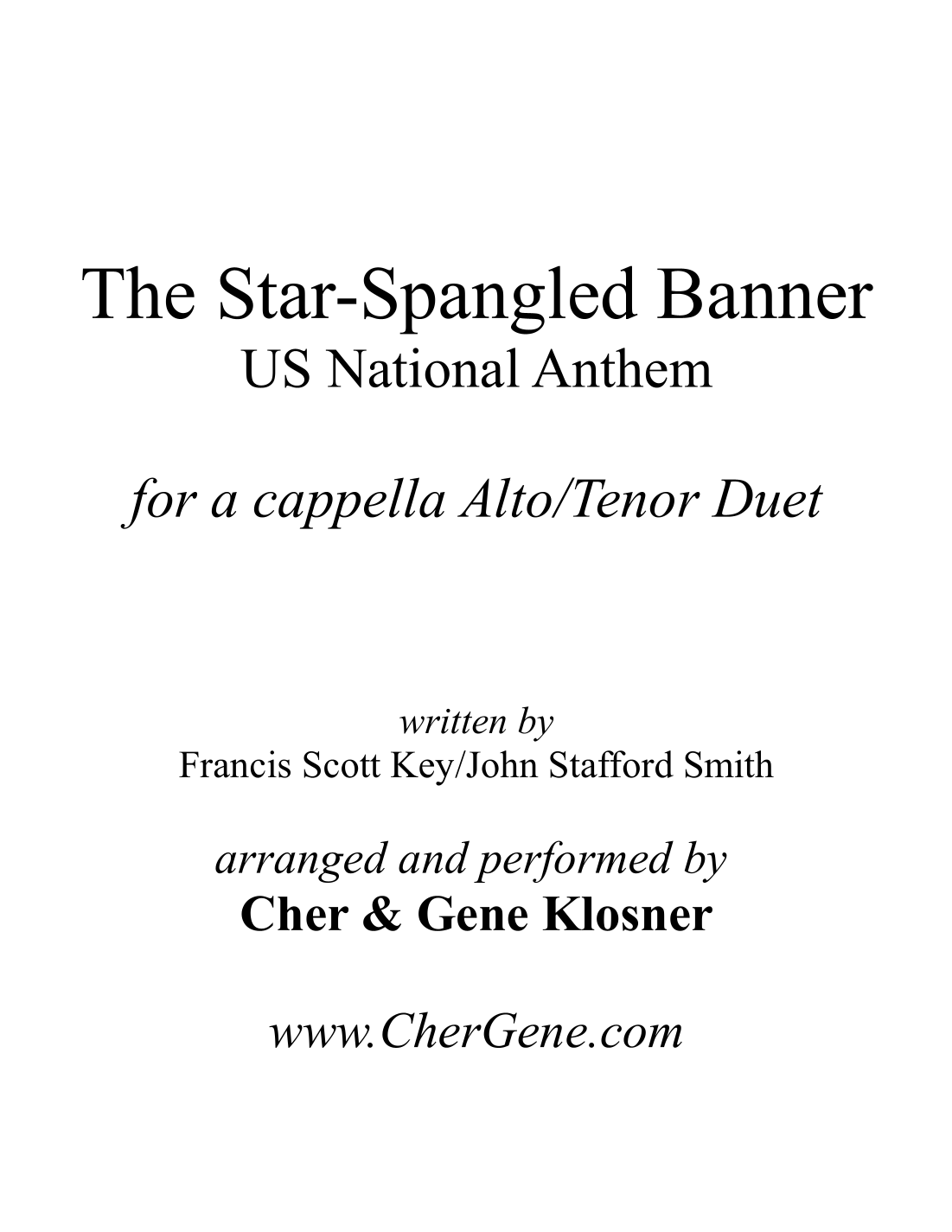 The Star-Spangled Banner (US National Anthem) [A Cappella Alto/Tenor ...