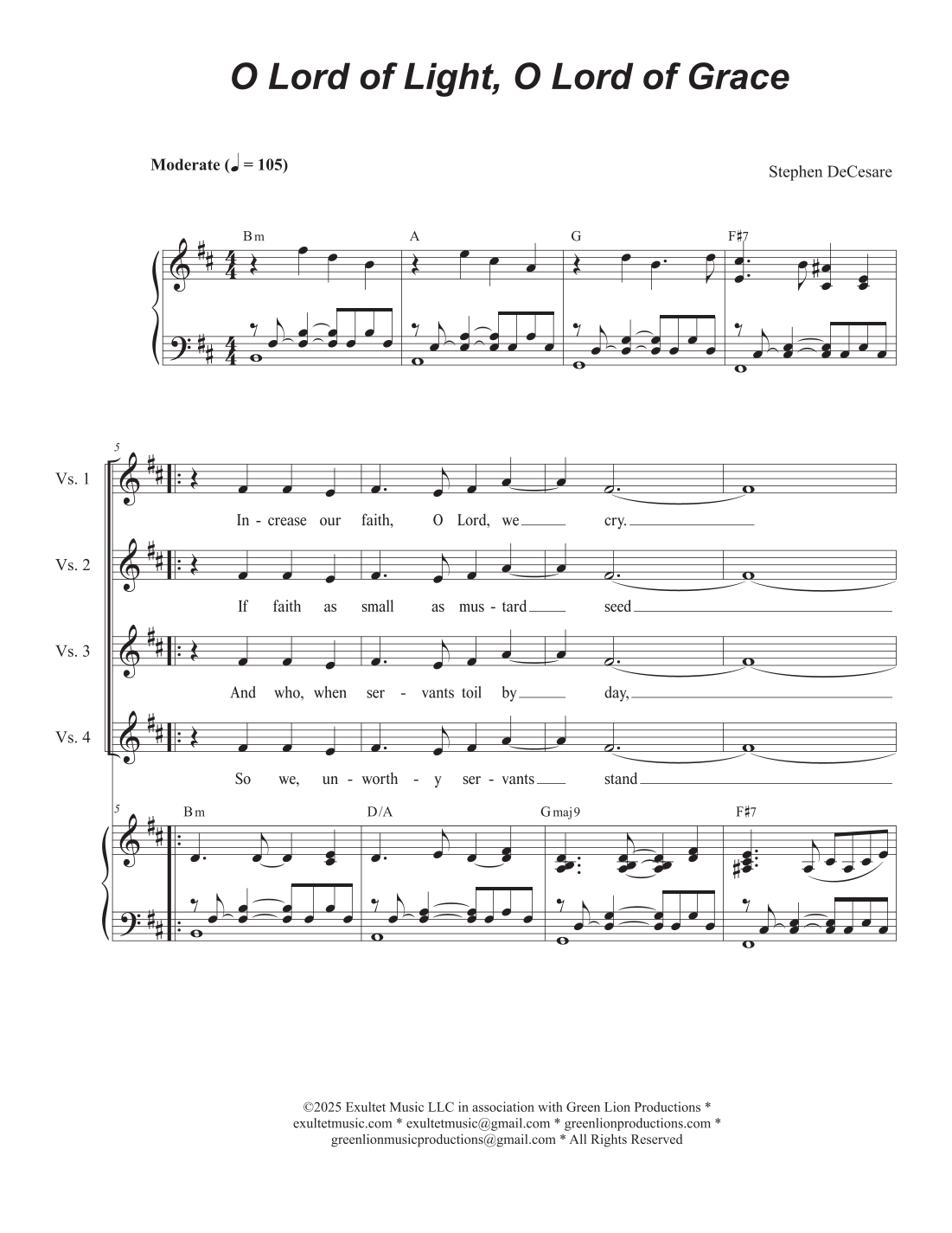 O Lord of Light, O Lord of Grace (Vocal solo) by Stephen DeCesare Sheet ...
