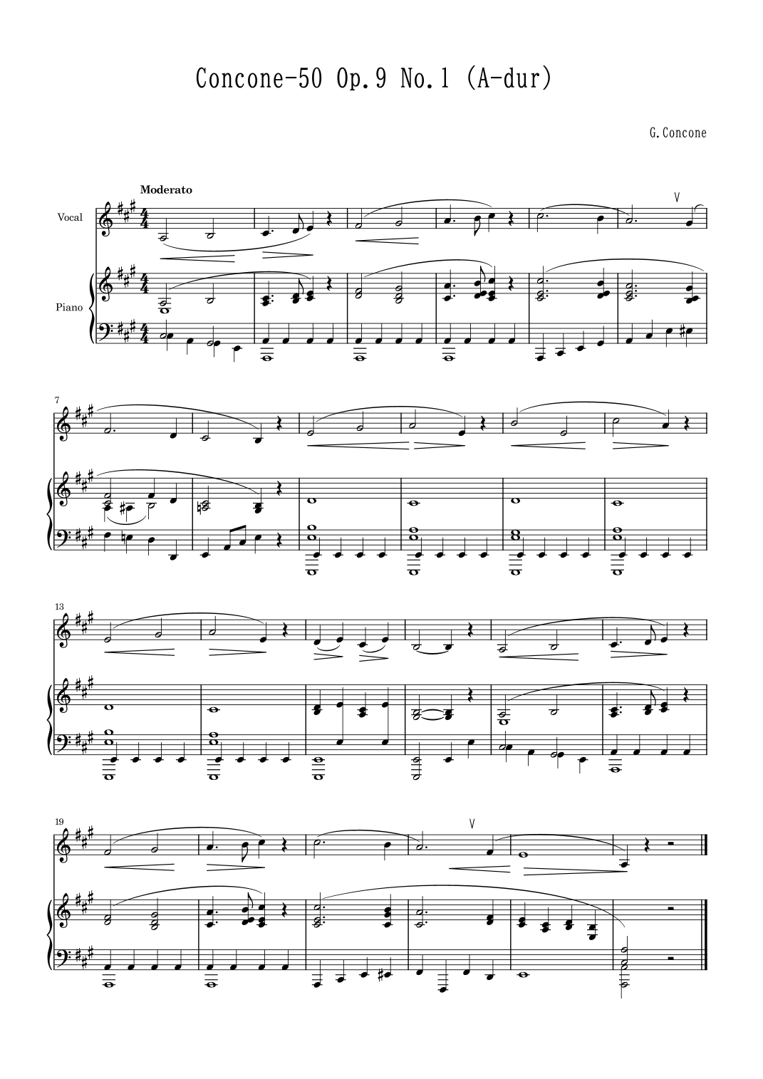 Concone 50 Op.9 No.1 [with accompaniment MP3] 7 transposed versions ...