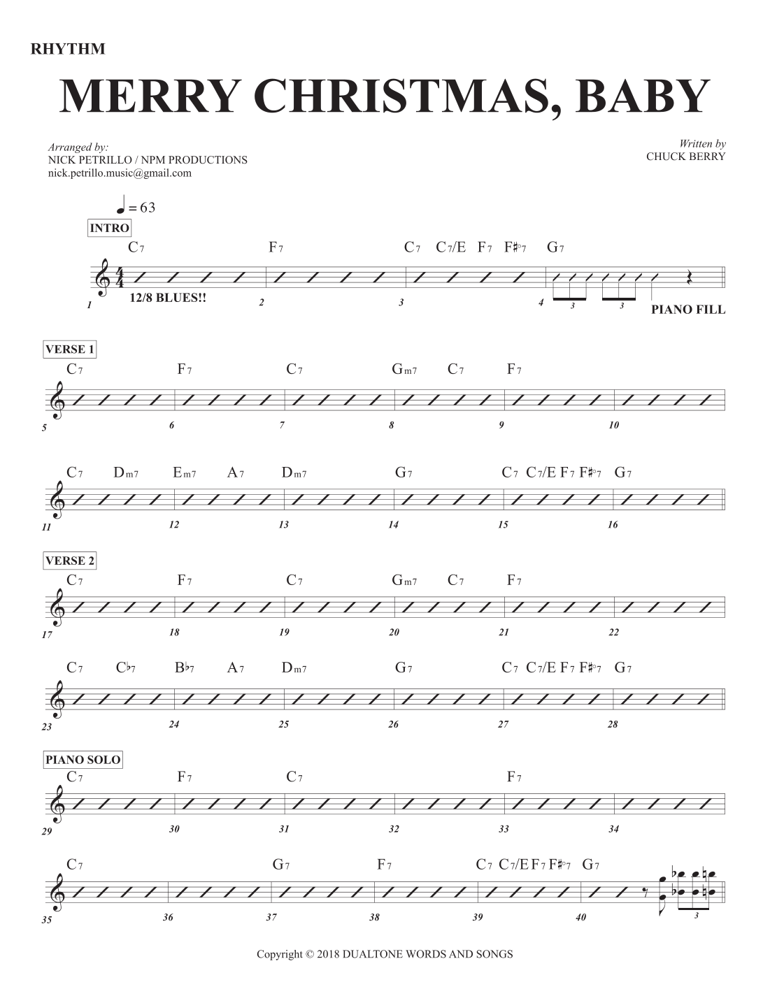 Merry Christmas Baby (arr. Nick Petrillo) von Chuck Berry Noten zum ...