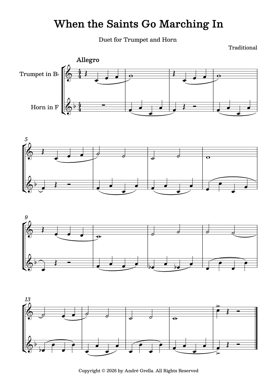 When the Saints Go Marching In - Trumpet and Horn Duet (arr. André ...