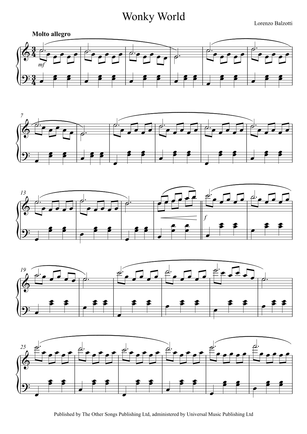 Wonky World (arr. Lorenzo Balzotti) by Lorenzo Balzotti Sheet Music for ...