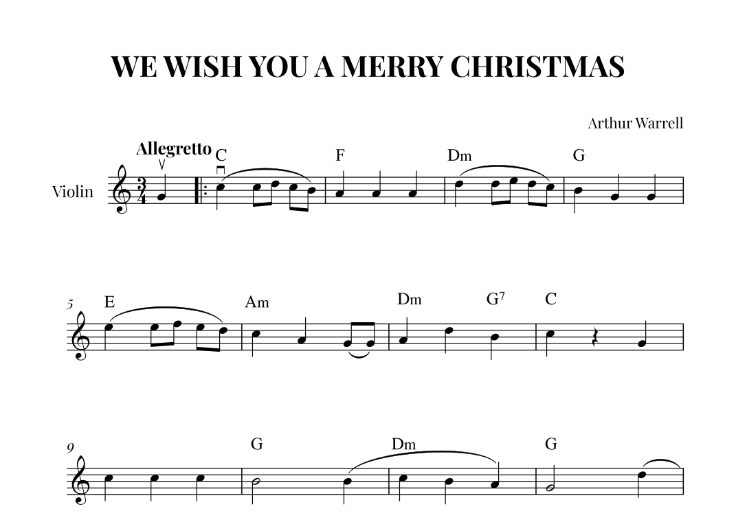 We Wish You a Merry Christmas - Violin Solo with Chords (arr. Leonardo ...