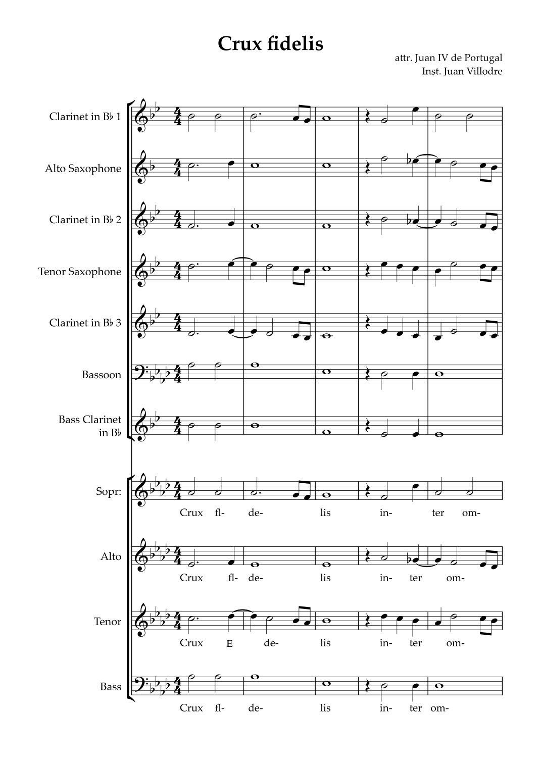 Crux Fidelis (arr. Juan Villodre) von Juan IV (King of Portugal) Noten ...