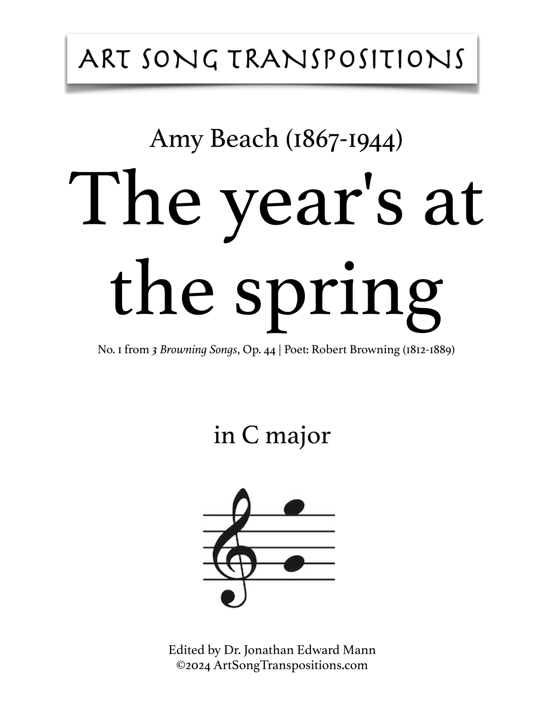 BEACH: The year’s at the spring, Op. 44 no. 1 (transposed to C major ...