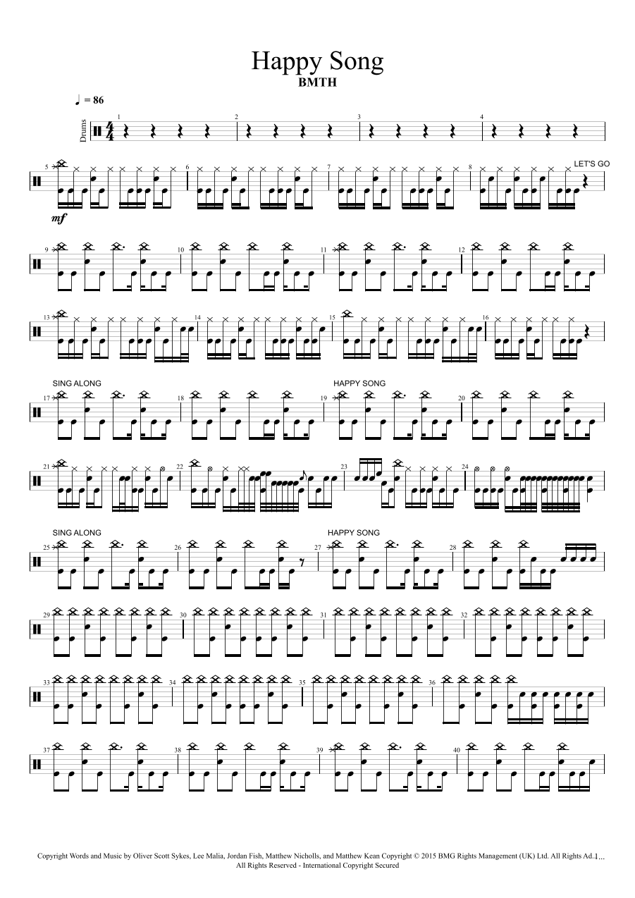 Happy Song arr Cyril Mayer By Bring Me The Horizon Sheet Music For Happy Song arr Cyril Mayer By Bring Me The Horizon Sheet Music For