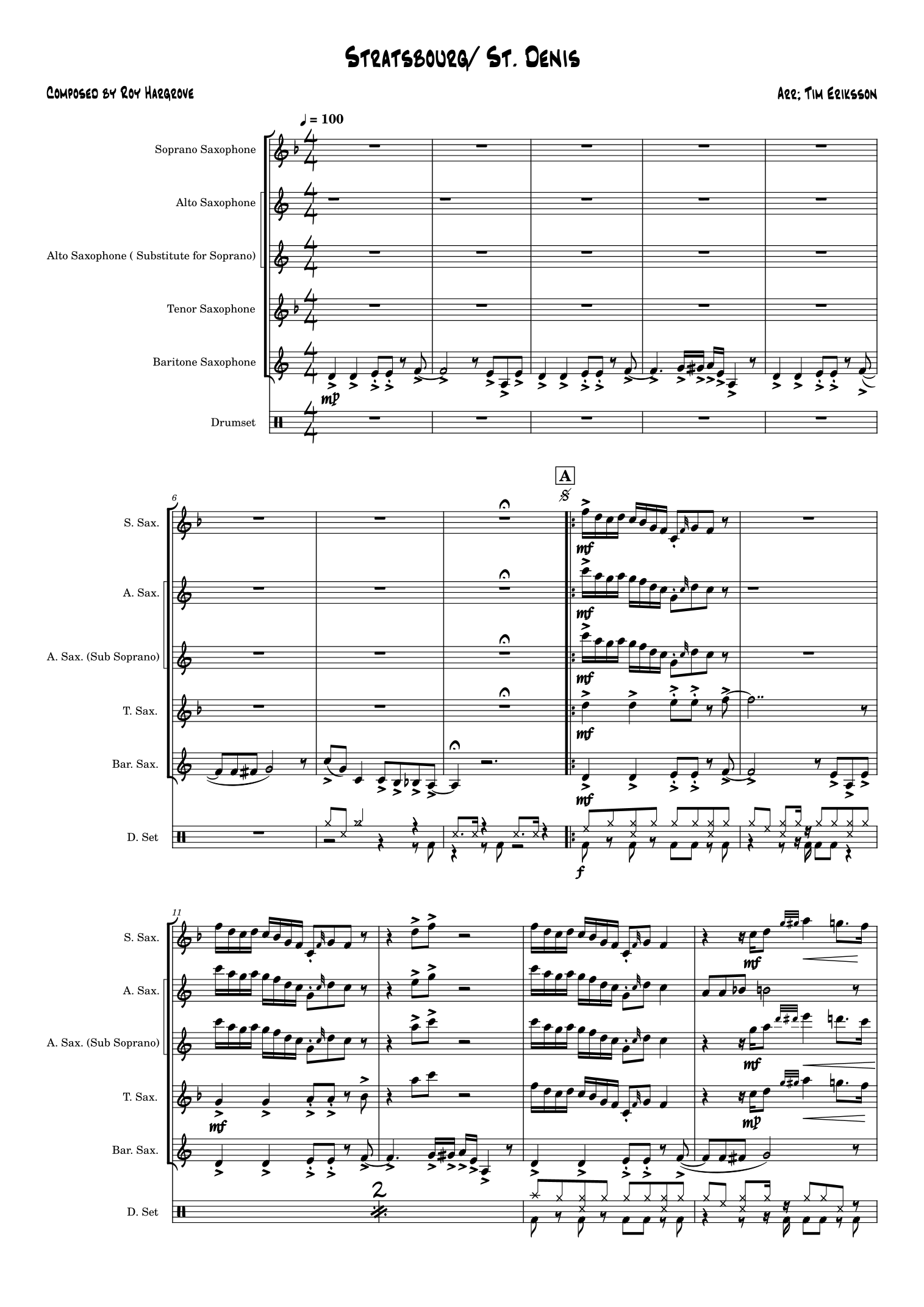 Strasbourg / St. Denis (arr. Tim Asplund) by Roy Hargrove Sheet Music ...