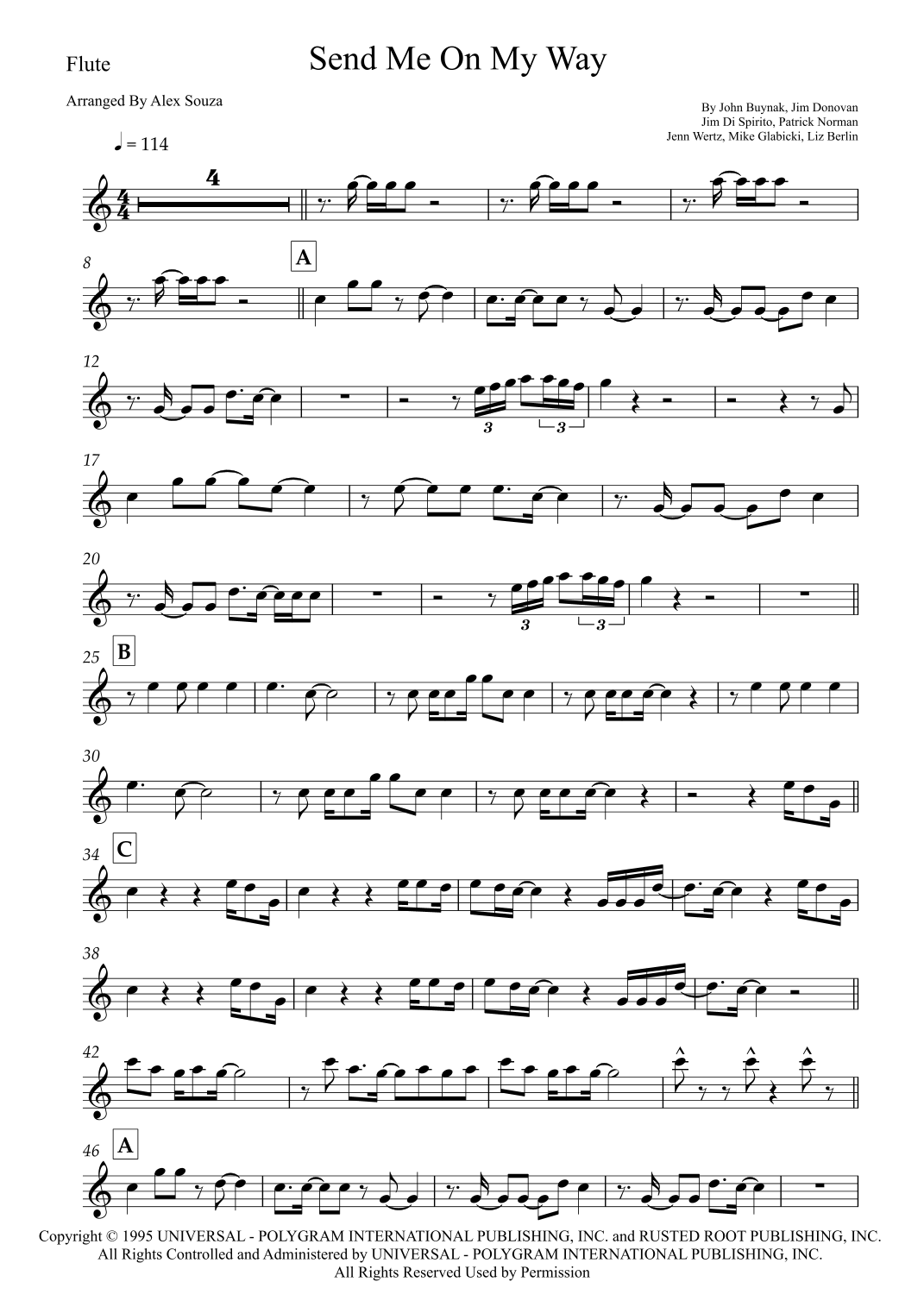 Send Me On My Way (arr. Alex Souza) by Rusted Root Sheet Music for ...