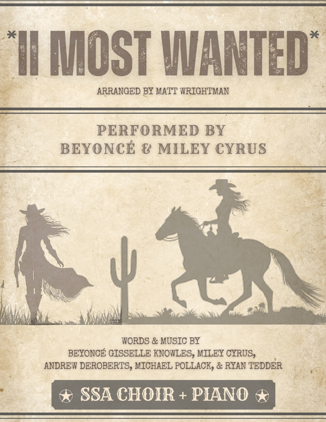 II Most Wanted (arr. MATT WRIGHTMAN) by Beyonce Sheet Music for SSA ...
