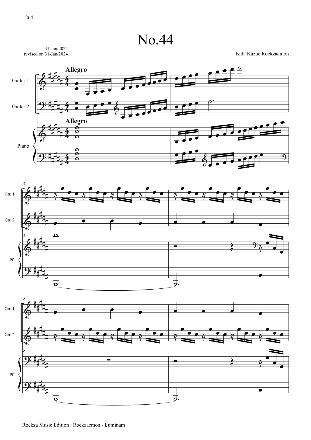 Prelude for 2 Guitars and Piano, "Luminam" No.44 by Isida Kazue ...