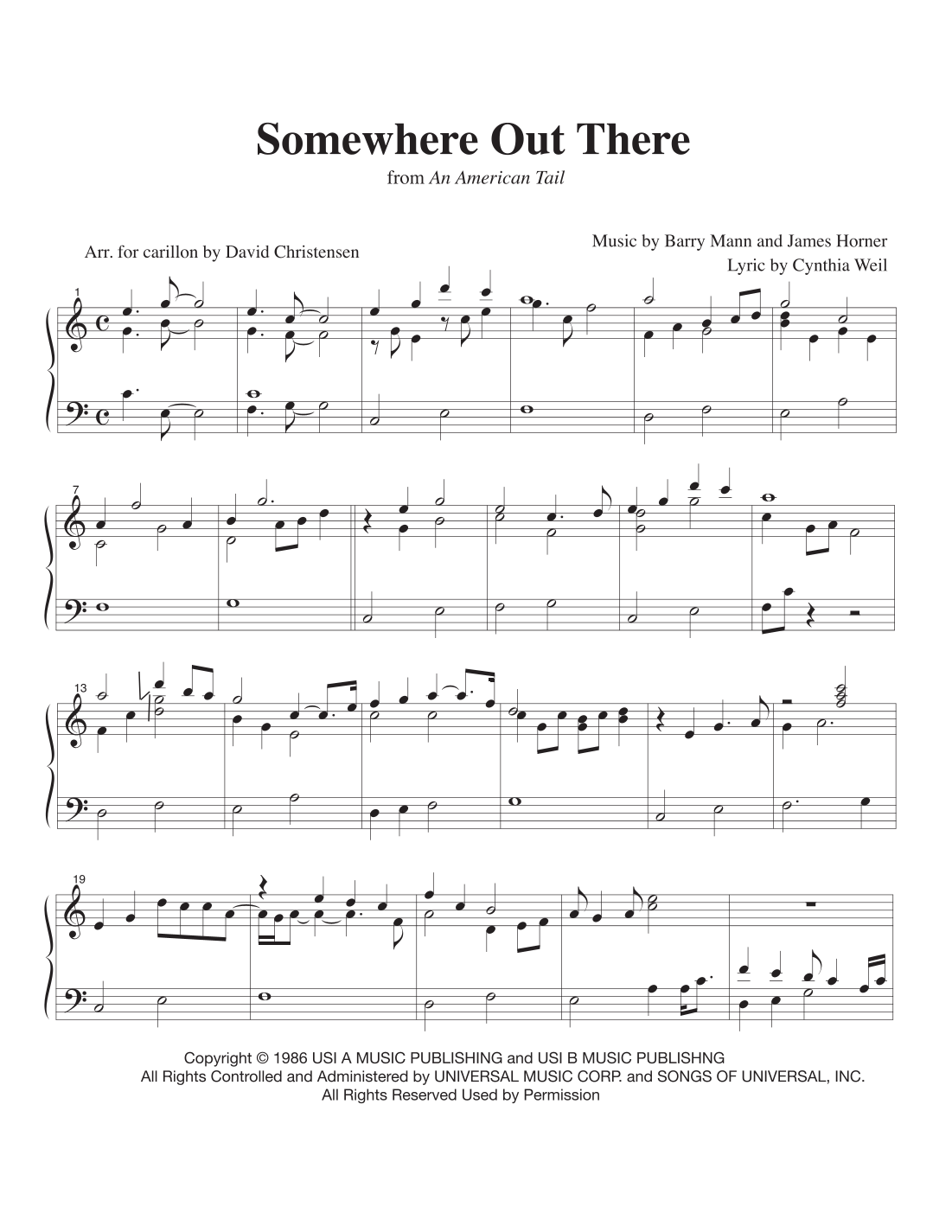 Somewhere Out There (arr. David Christensen) by Linda Ronstadt & James ...