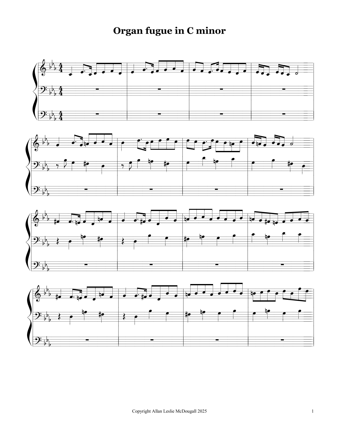Organ fugue in C minor by N/A Sheet Music for Organ at Sheet Music Direct