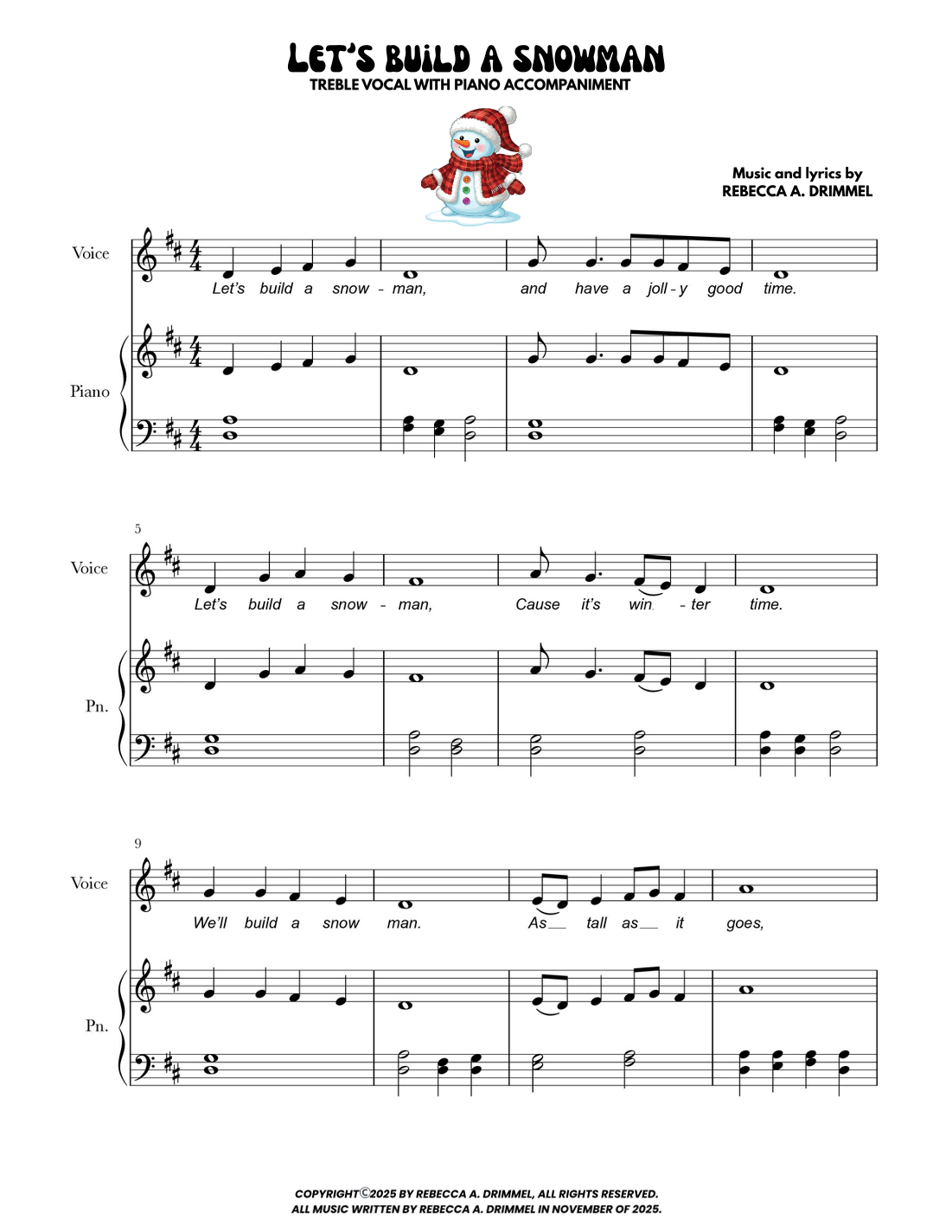 Let’s Build a Snowman von Rebecca A. Drimmel Noten zum Klavier & Gesang ...