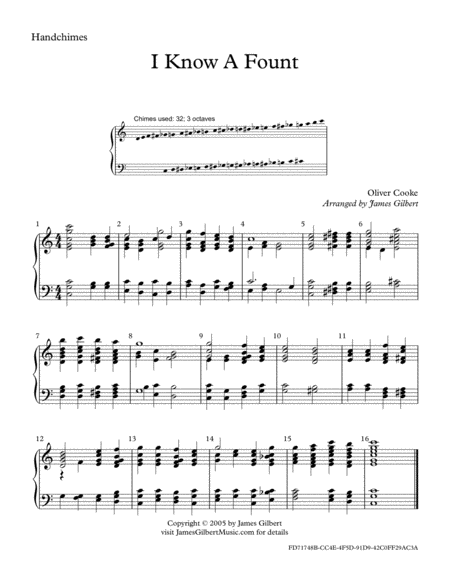 I Know A Fount (arr. James Gilbert) by Oliver Cooke Sheet Music for 4 ...