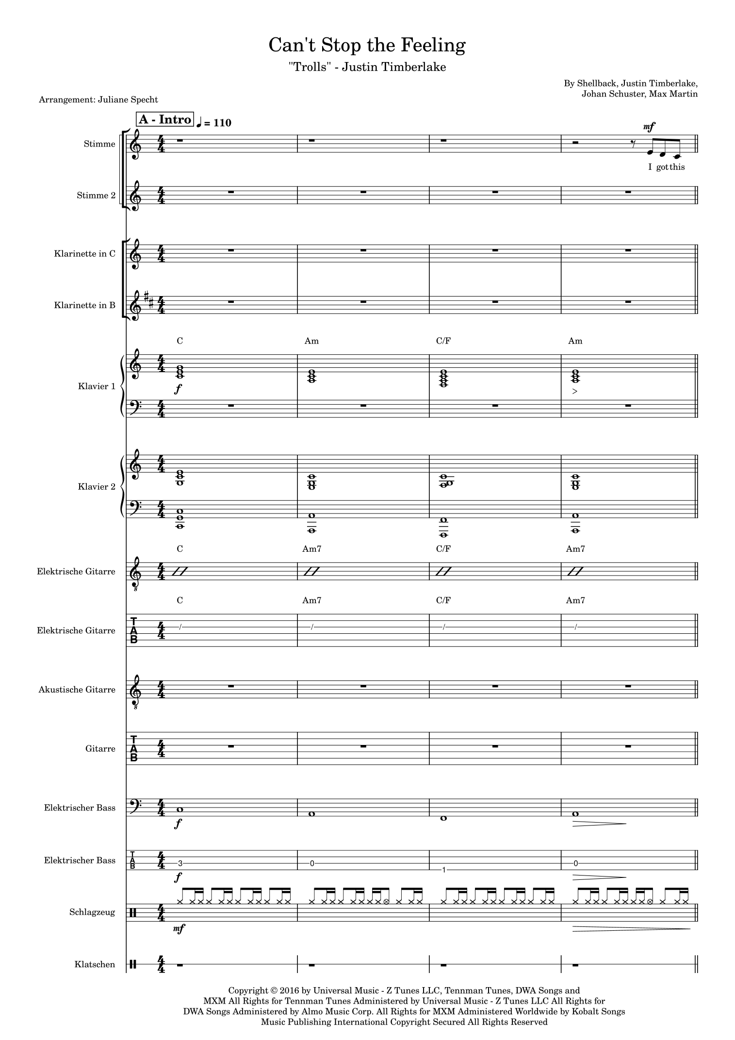 Can't Stop The Feeling! (arr. Juliane Specht) by Justin Timberlake ...