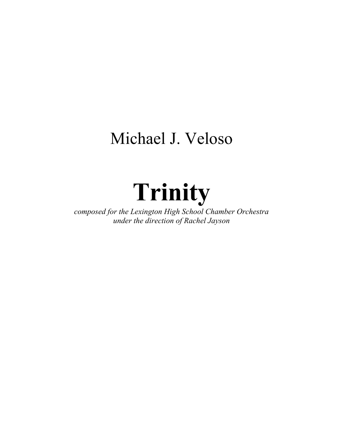 Trinity - Score Only by Michael J. Veloso Sheet Music for Orchestra at ...