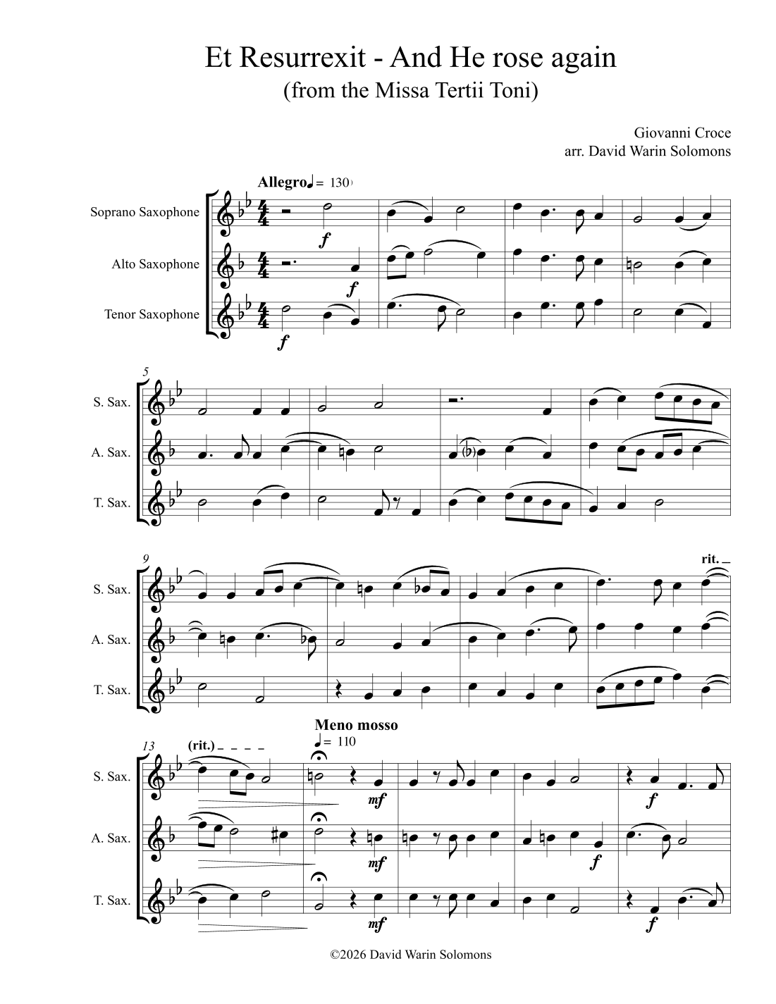 Et resurrexit (and he rose again) from the Creed of Croce's Missa ...