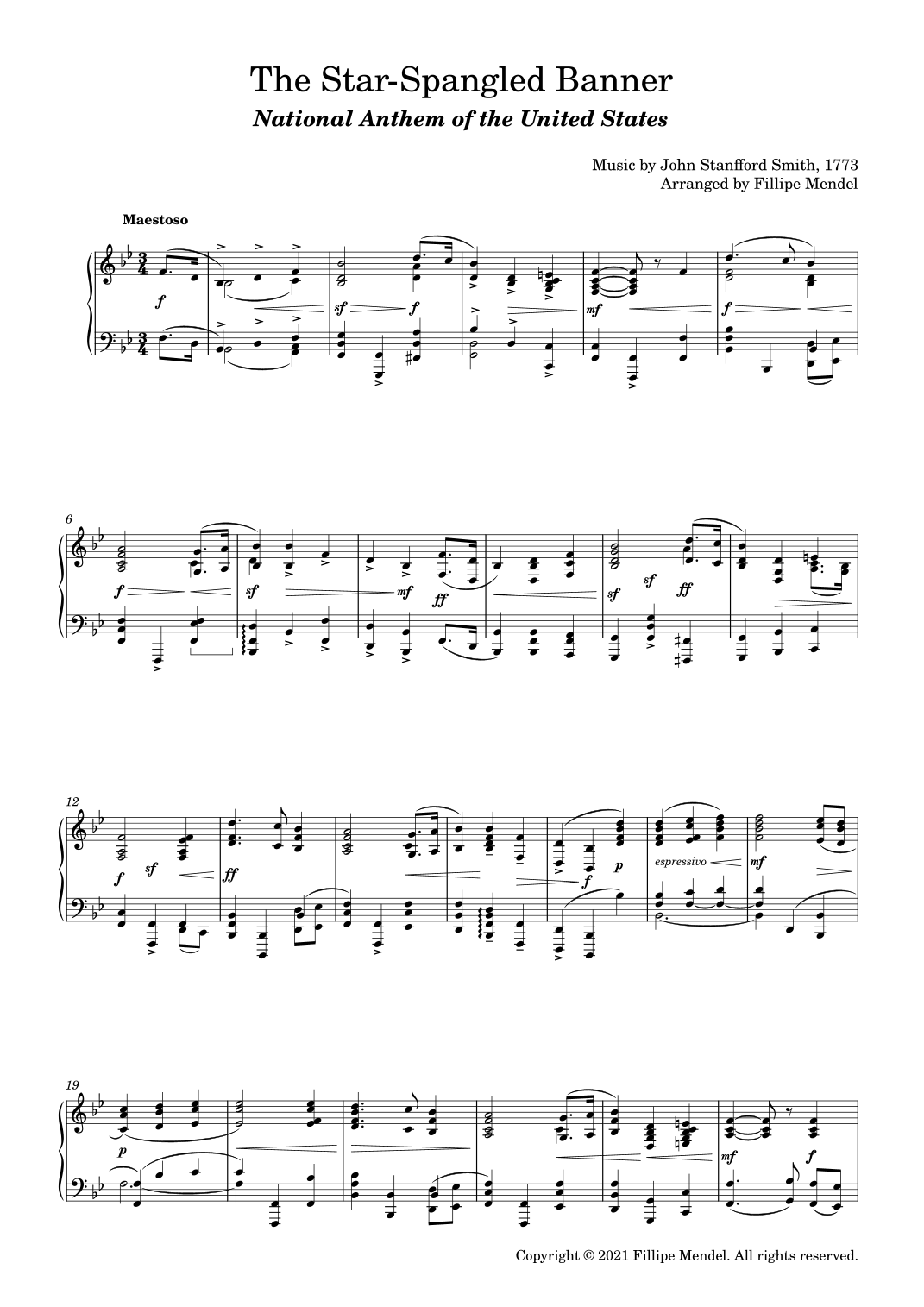 The Star Spangled Banner "National Anthem of the USA" (intermediate ...