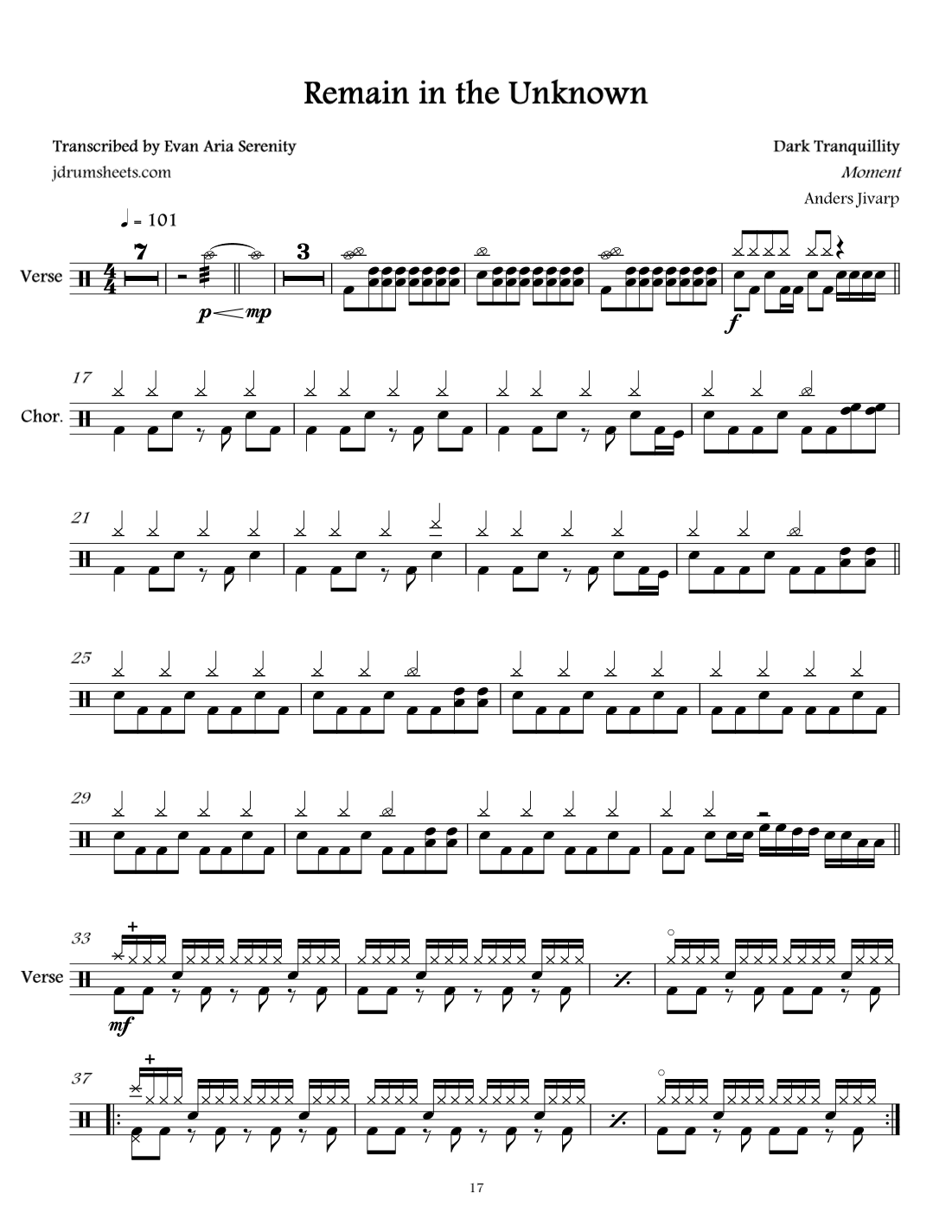 Remain In The Unknown (arr. Evan Aria Serenity) by Dark Tranquillity ...