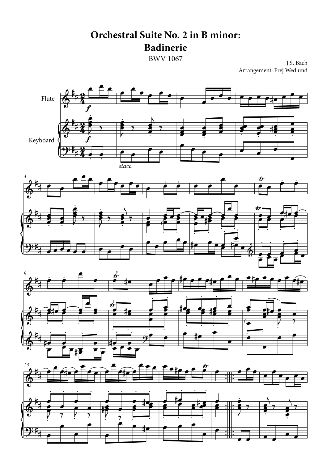 Badinerie from Orchestral Suite No. 2 (arr. Frej Wedlund) por Frej Wedlund Partituras para ...