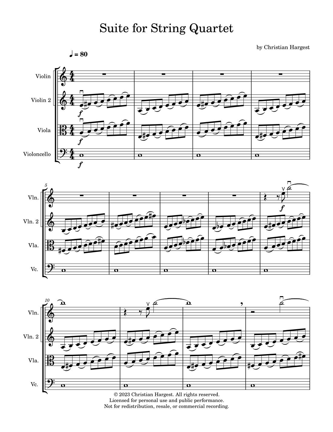 Suite for String Quartet by Christian Hargest Sheet Music for String ...
