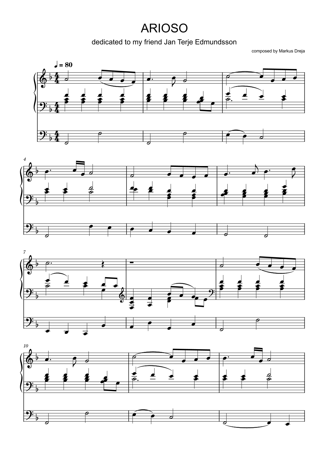 Arioso - a meditative organ piece by Markus Dreja Sheet Music for Organ ...