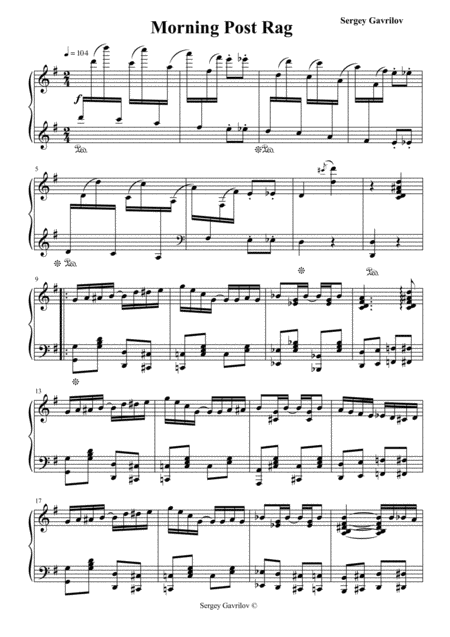 Morning Post Rag by Sergey Gavrilov Sheet Music for Piano Solo at Sheet ...