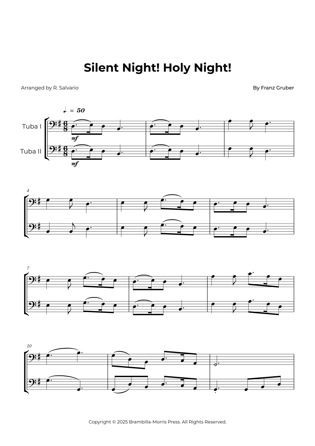 Silent Night! Holy Night! - Tuba Duet (arr. R. Salvario) by Franz ...