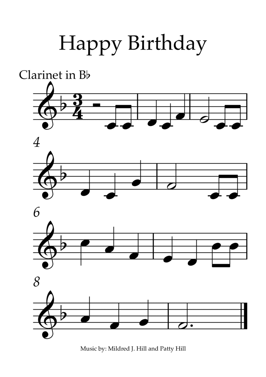 Happy Birthday Clarinet Noten Juan Arce Klarinette Solo