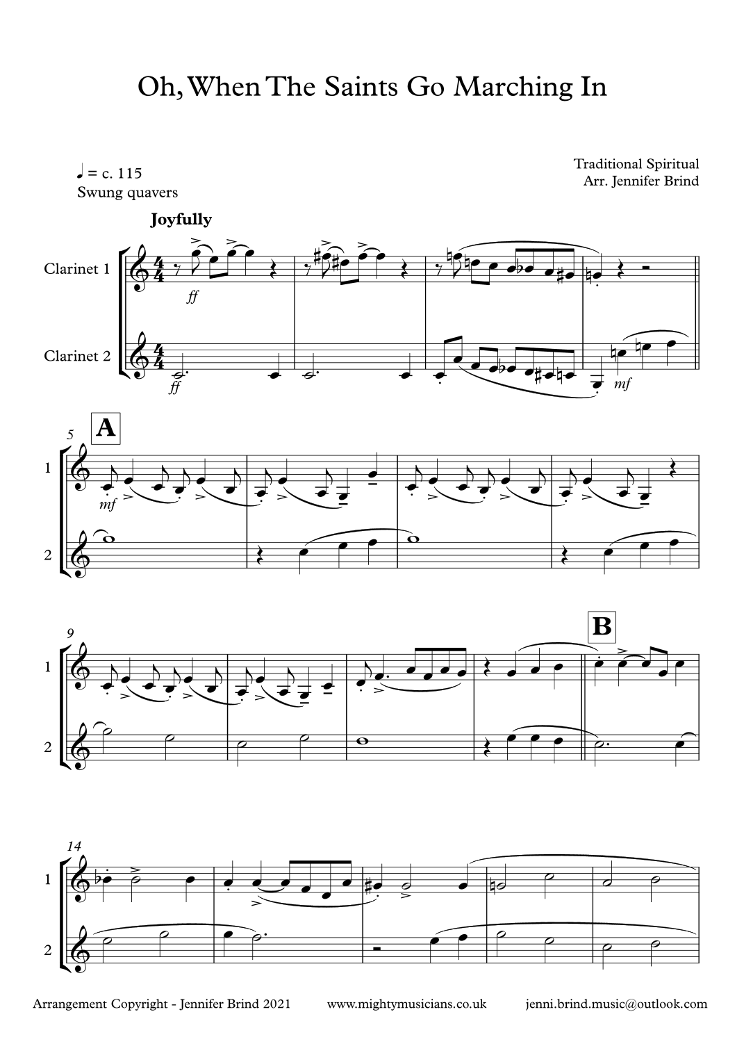 Oh When The Saints Go Marching in (arr. Jennifer Brind) by Traditional ...