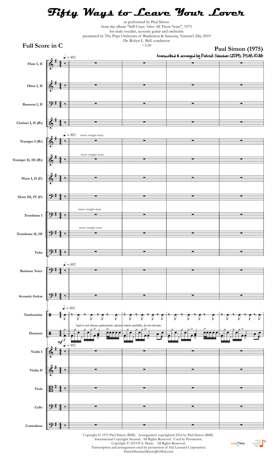 Fifty Ways To Leave Your Lover (arr. Patrick Sheehan) by Simon ...