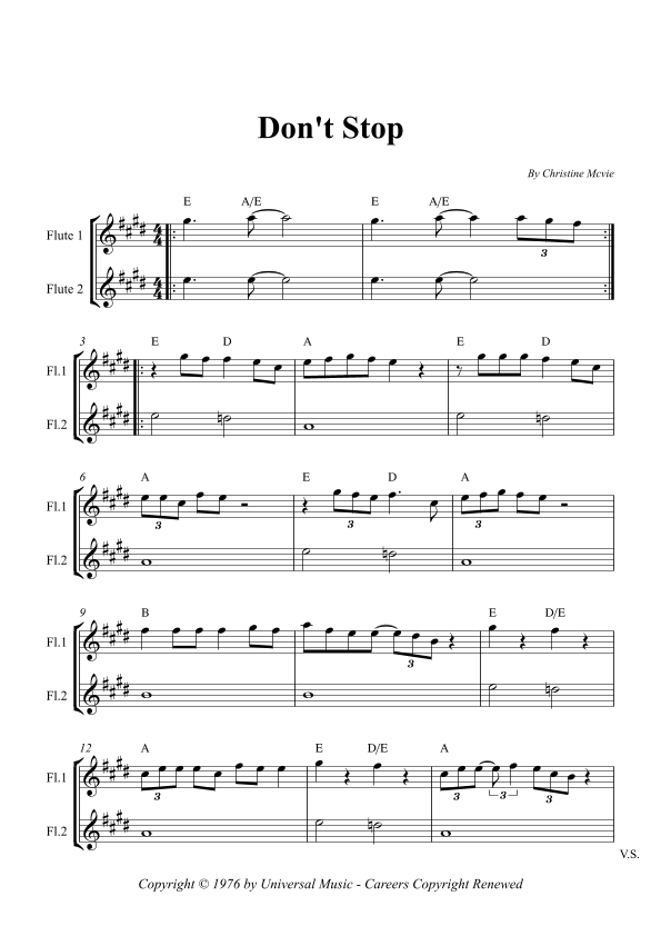 Don't Stop (arr. Wesley S. SIlva) by Fleetwood Mac Sheet Music for ...