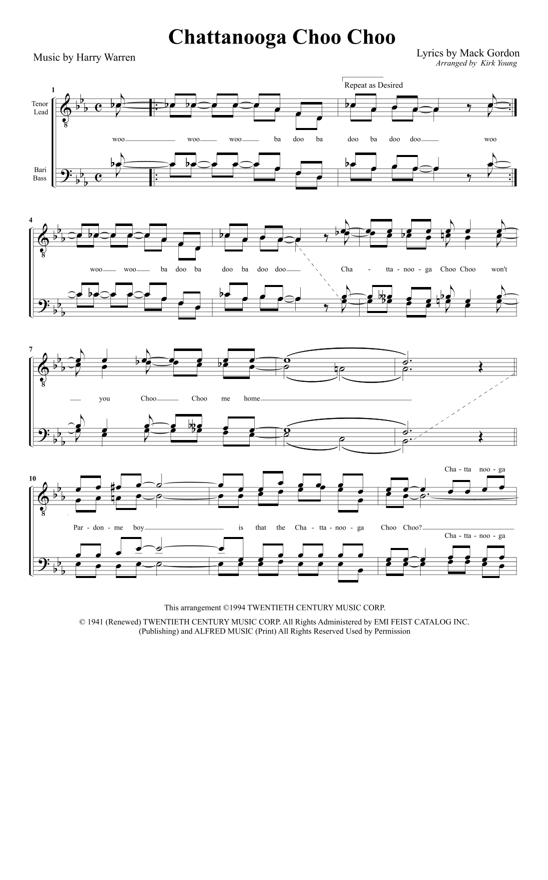 Chattanooga Choo Choo (arr. Kirk Young) by Glenn Miller & His Orchestra ...