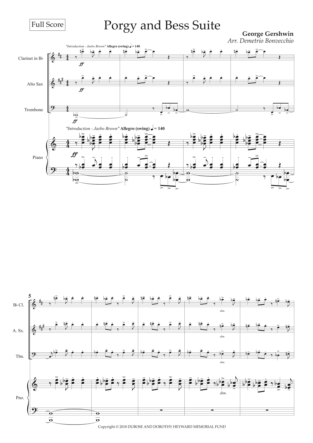 Porgy And Bess Symphonic Suite (arr. Demetrio Bonvecchio) by Ira ...