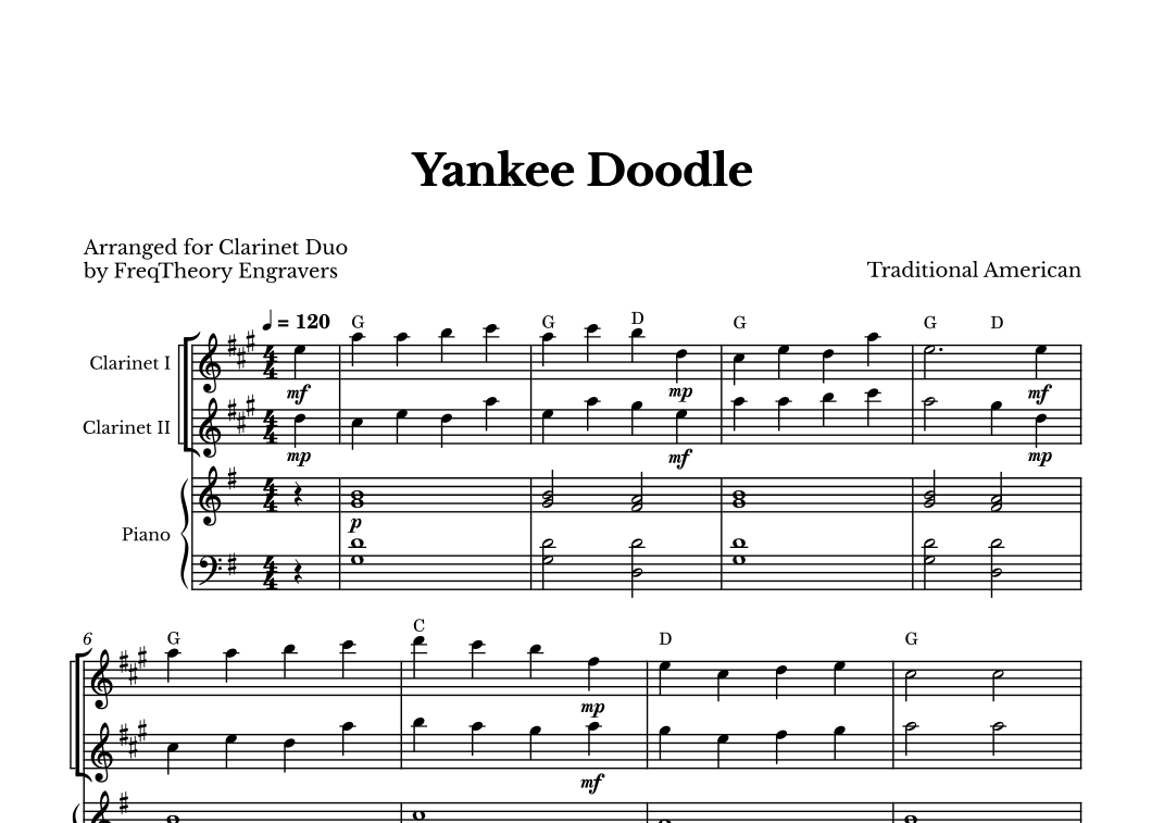 Yankee Doodle - For Clarinet Duet (arr. FreqTheory Engravers) by ...