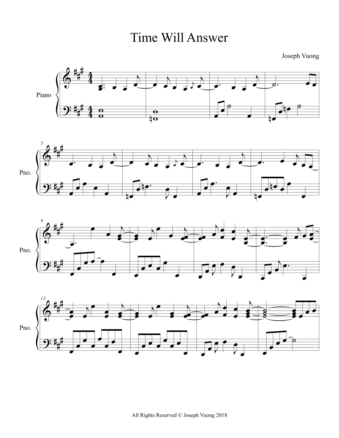 Time Will Answer by Joseph Vuong Sheet Music for Piano Solo at Sheet ...