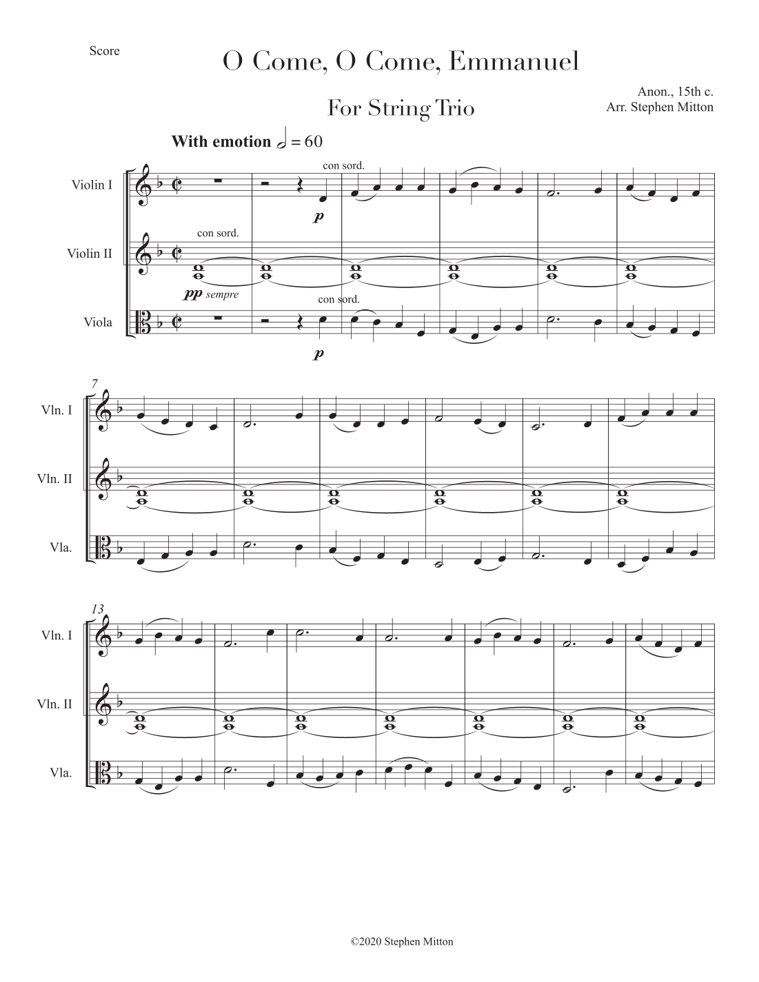O Come, O Come, Emmanuel (arr. Stephen Mitton by The Logan Quintet ...