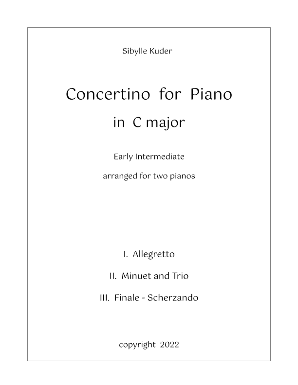 Concertino in C major for Early Intermediate Piano by Sibylle Kuder ...